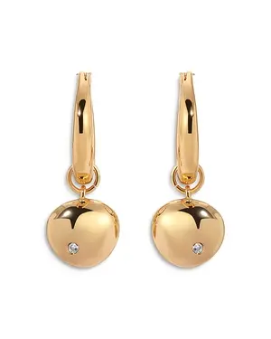 Ettika Pave Polished Pebble Charm Huggie Hoop Earrings - Gold