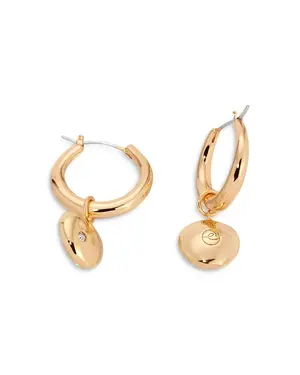 Ettika Pave Polished Pebble Charm Huggie Hoop Earrings