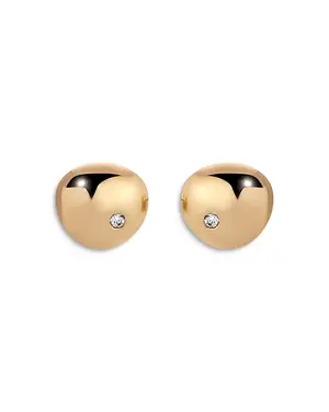 Ettika Pave Polished Pebble Stud Earrings - Gold