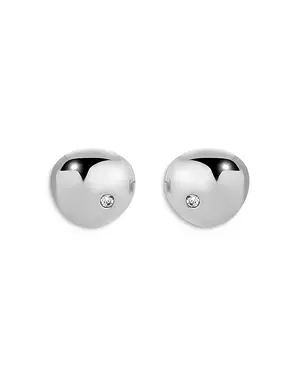Ettika Pave Polished Pebble Stud Earrings - Silver
