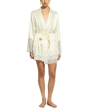 Ginia Silk Lace Robe - Creme
