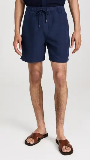 Onia Air Linen Pull-on Shorts - Deep Navy