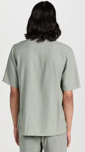 Onia Air Linen Convertible Vacation Shirt - Sage