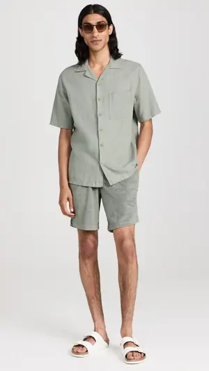 Onia Air Linen Convertible Vacation Shirt - Sage