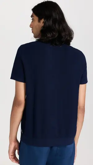 Onia Cotton Textured Knit Polo - Deep Navy