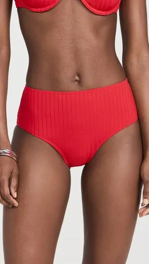 Solid & Striped Lilo High-waisted Bikini Bottom - Lipstick
