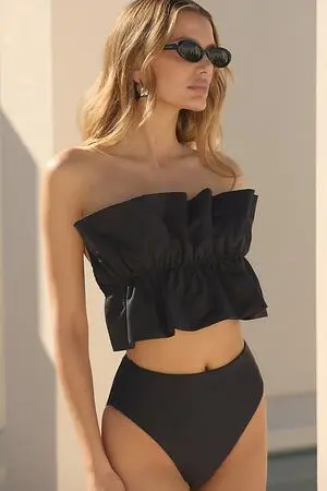 CELANDINE Mari Ruffle Bandeau Bikini Top Black