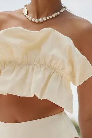 CELANDINE Mari Ruffle Bandeau Bikini Top - White