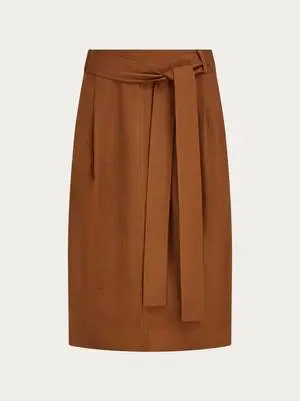 FERRAGAMO Midi Skirt In Pure Virgin Wool - Brown