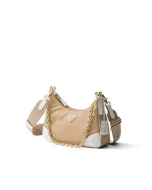 Prada Re-edition 2005 Re-nylon And Saffiano Leather Bag With Charm - Brown