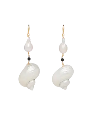 Prada Silver Earrings With Shells - Pearl Gray