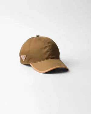 Prada Prada Re-Nylon And Leather Baseball Cap Cork Beige
