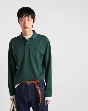 Prada Long-sleeved Cotton Polo Shirt