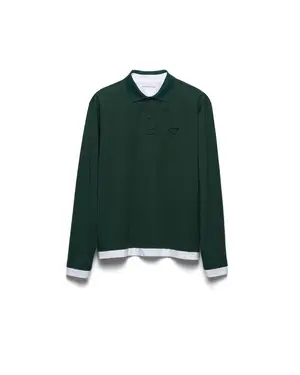 Prada Long-leeved Cotton Polo Hirt - Green