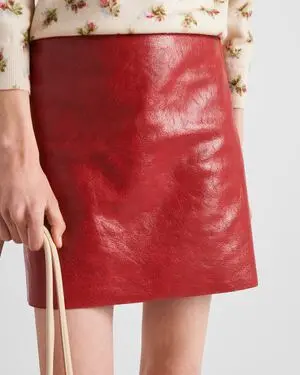 Prada Craquelé Leather Miniskirt