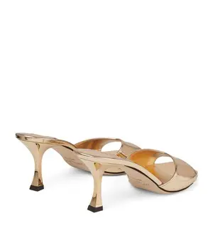 JIMMY CHOO Skye 70 Metallic Leather Mules - Gold