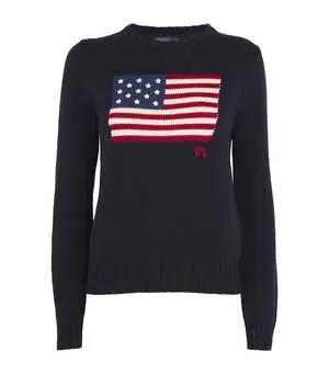 Polo Ralph Lauren Cotton American Flag Sweater - Navy