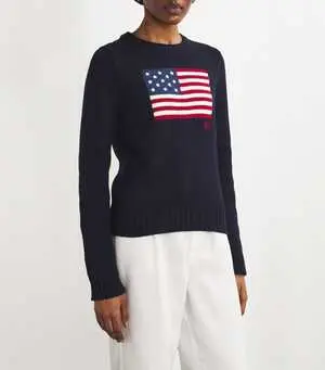 Polo Ralph Lauren Cotton American Flag Sweater - Navy