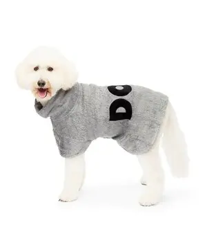 DOG Medium Towelling Poncho - Grey
