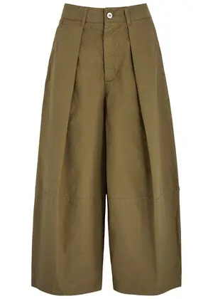 You Must Create Deadbeat Pleated Wide-leg Cotton Trousers