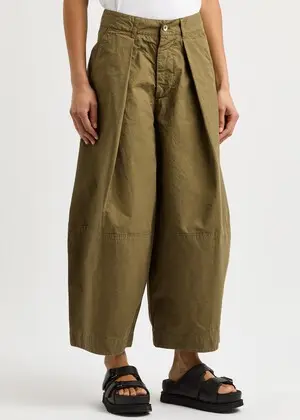 You Must Create Deadbeat Pleated Wide-leg Cotton Trousers