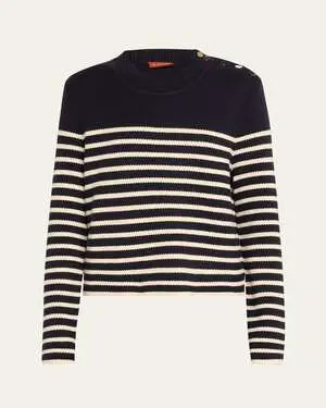 Altuzarra Oz Cashmere-Blend Striped Sweater - Navy/ Ivory