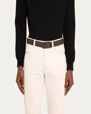 FERRAGAMO Double Adjustable Square-buckle Leather Belt