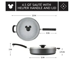 FARBERWARE 4.5qt Disney Monochrome Ceramic Saut E Pan W/ Lid