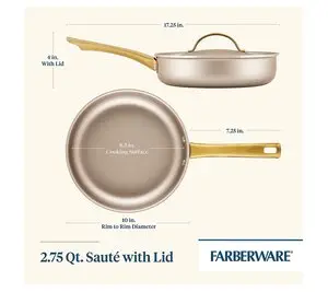 FARBERWARE Radiant Nonstick Saute Pan With Lid, 2.75 Quart