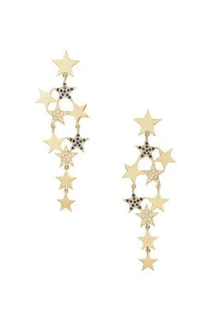 Siena Jewelry Star Dangle Earrings - 14k Yellow Gold  Diamond  & Sapphire