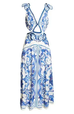 Farm Rio Garden Tiles Cutout Maxi Dress In Off-White - 60% Off |  Editorialist