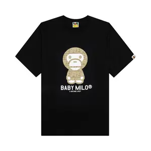 A BATHING APE Logo Monogram Baby Milo Tee - Black