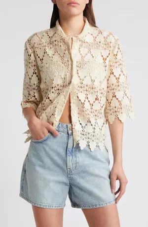 FRAME Lace Button-up Shirt