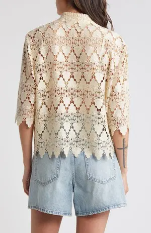 FRAME Lace Button-up Shirt