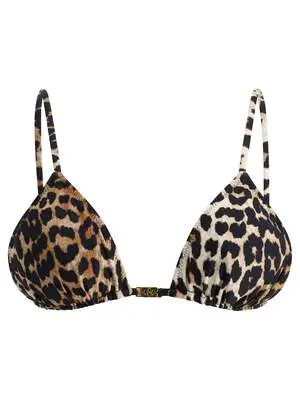 GANNI Leopard Print Bikini Top