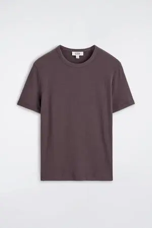 Cos Slim Ribbed Cotton T-shirt - Brown