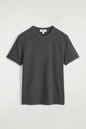 Cos Slim Ribbed Cotton T-shirt - Gray