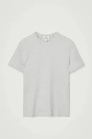 Cos Slim Ribbed Cotton T-shirt Grey