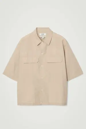 Cos Relaxed Flap-pocket Utility Shirt Beige
