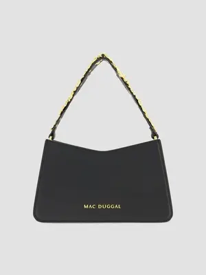 Mac Duggal Floral-strap Leather Shoulder Bag - Black