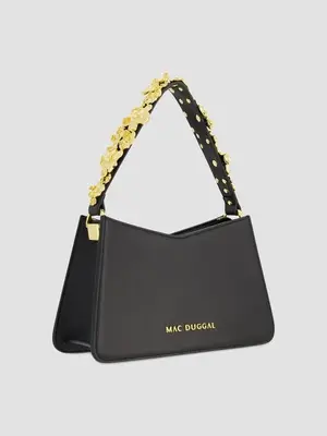 Mac Duggal Floral-strap Leather Shoulder Bag