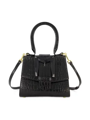 Mac Duggal Crocodile-embossed Leather Top Handle Bag