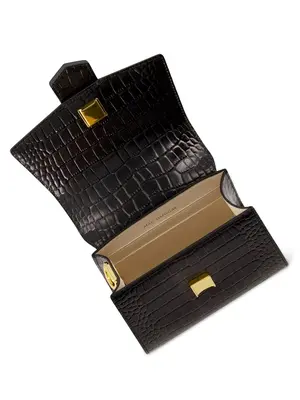 Mac Duggal Crocodile-embossed Leather Top Handle Bag
