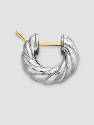 David Yurman Sculpted Cable Hoop Earrings In Sterling 14.4mm