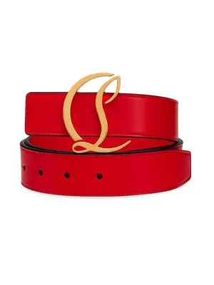 CHRISTIAN LOUBOUTIN Cl Logo Leather Belt Red