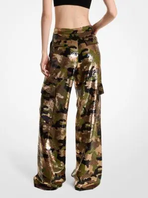 Michael Kors Sequined Camouflage Cargo Pants In Brown - 80  display picture 2