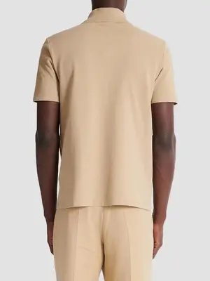 Balmain Logo-embroidered Cotton Quarter-zip Polo Shirt - Camel Blanc