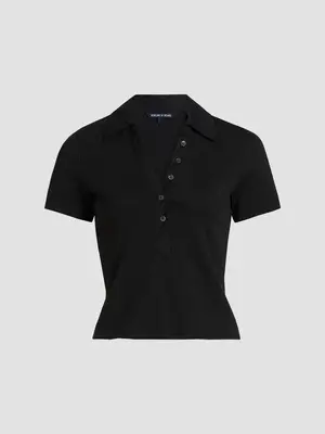 Veronica Beard Kearney Cotton Polo T-shirt Black