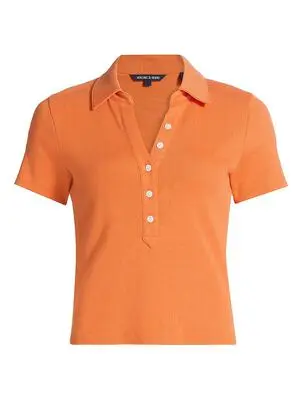 Veronica Beard Kearney Cotton Polo T-shirt Orange