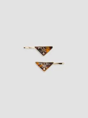 Prada Plexiglas And Metal Barrette Beige